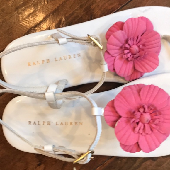 Ralph Lauren | Shoes | Ralph Lauren Big Girls Pink Flower Sandals ...